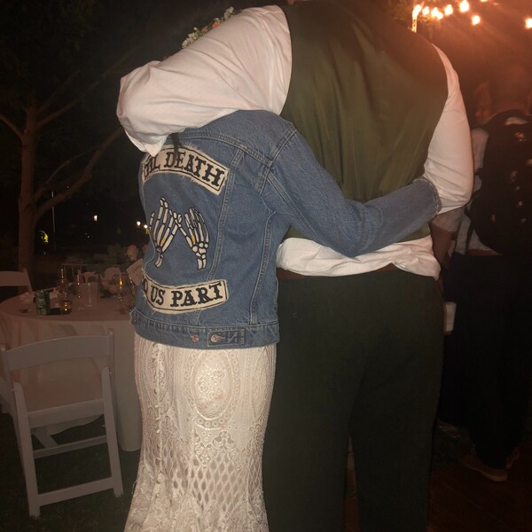 Til Death Do Us Part Custom Embroidered Jean Jacket | Til Death Jacket ...