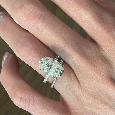 Vintage Unique Oval Moissanite Engagement Ring, 4ct Oval Cut Ring ...