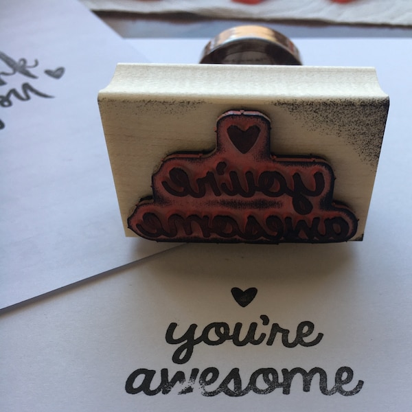 You're Awesome Rubber Stamp | Teacher Stamp | Happy Mail | Pen Pal Gift ...
