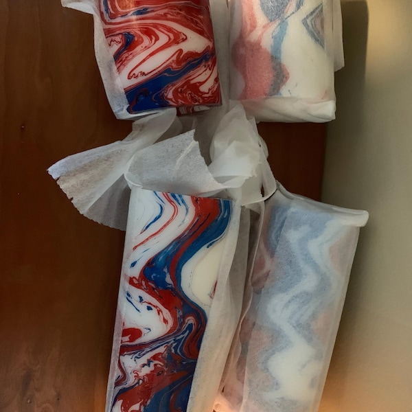Marbled Pillar Candle Rainbow Swirl Hand-dip Dyed Colorful Tie-dye ...