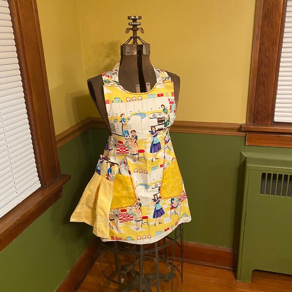 Italian Delight Apron, Multi Colored, 1940's Vintage Style, Reversible ...