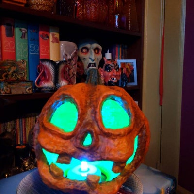 Paper Mache Pumpkin Witch Water Resistant Outside Halloween Fall Decor ...