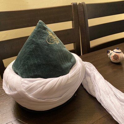Handmade Green Naqshbandi Cap, Cyprus Imamah, Unique Islamic Art, Imam ...