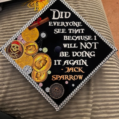 Jack Sparrow Printed Grad Cap Topper, Funny Grad Cap Topper, Custom ...