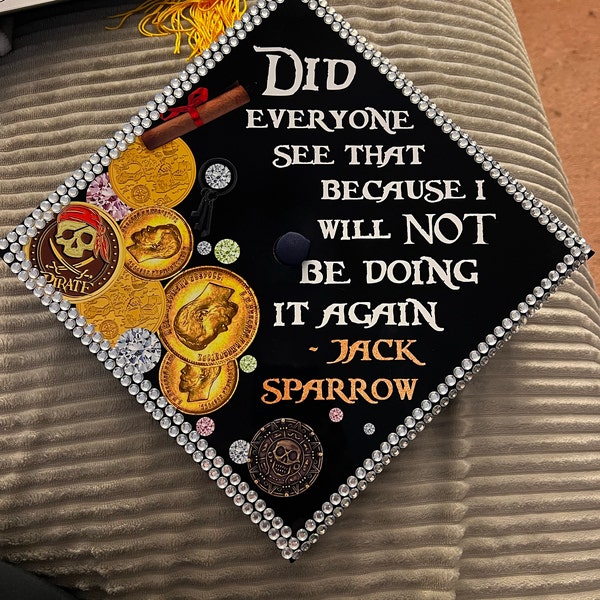 Jack Sparrow Printed Grad Cap Topper, Funny Grad Cap Topper, Custom ...
