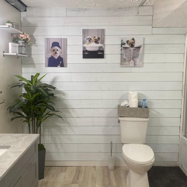 Custom Dog on Toilet Portrait, Personalised Pet Portrait Reading ...