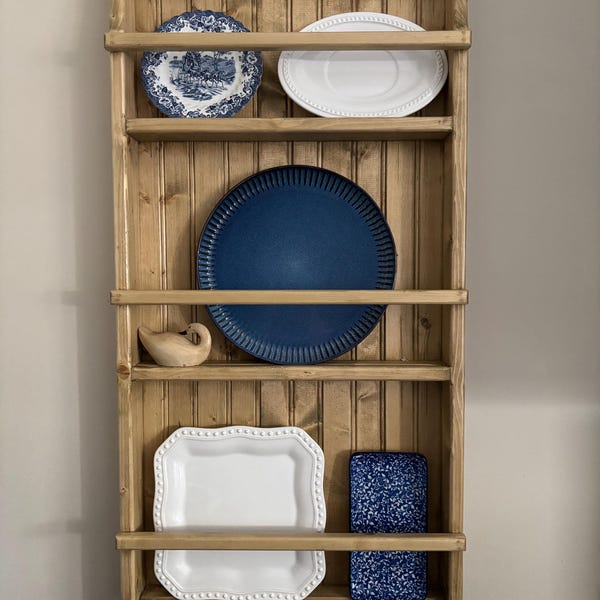 Plate Rack, Wall Hanging Dishes Display Rack, Plate and Platter Display ...