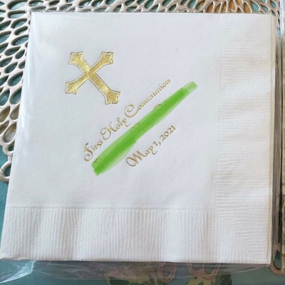 First Communion Napkins Cross Personalized Napkins Confirmation Napkins ...