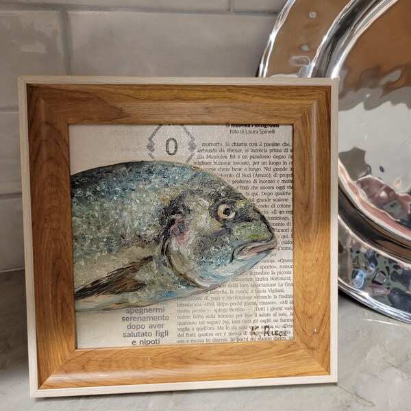Sardine Fish Oil Painting: Art on Newspaper Anchovy Coastal Food Still ...