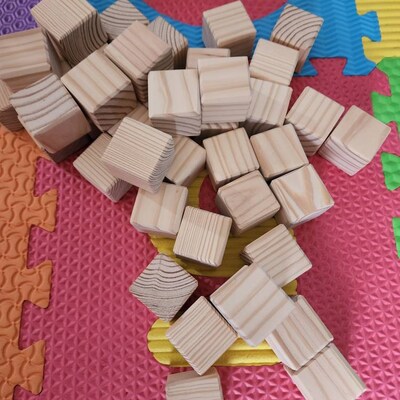 50 Unfinished Wood Blocks, Wood Baby Blocks 1 1/2 Square, Wood Alphabet ...