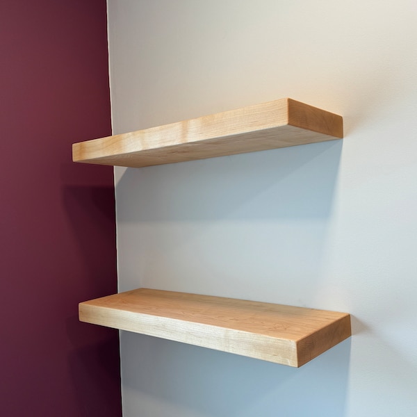 Maple Floating Shelf: Handcrafted Solid Wood Design - Etsy
