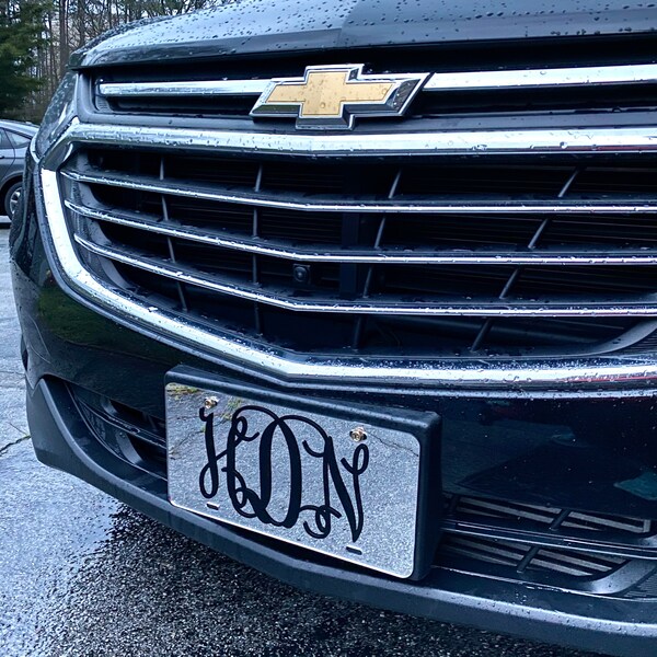 Monogram License Plate Chrome, Monogram Car Tag, Chrome Monogram ...