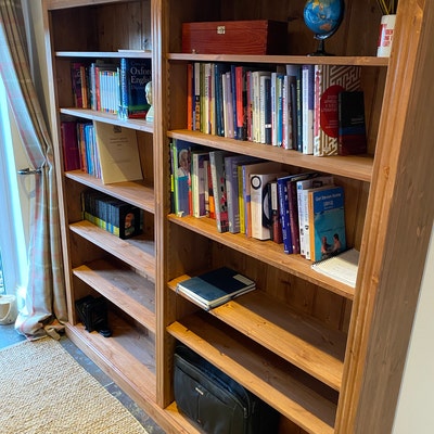 Solid Pine 8ft Tall Bookcase, Adjustable Display heavy Duty Library ...