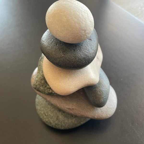 Meditative Garden Cairn, Re-stackable Beach Stone Sculpture, Unique ...