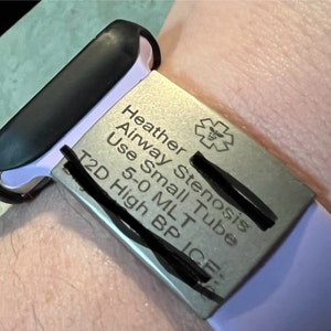 Alert ID Tag for Watch Band, Engraved Apple Watch Safety Plate, Fitness ...