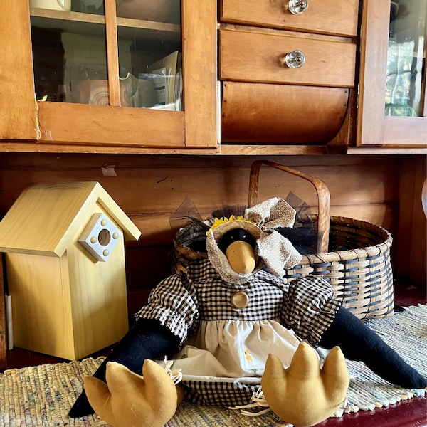 Crow Doll Primitive Fall Crow Doll Rustic Crow Porch Décor Primitive
