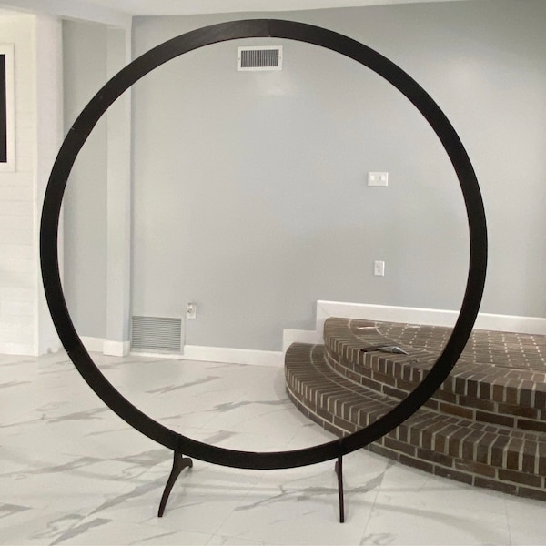 7.4ft Dark Brown Wood DIY Round Wedding Arch Backdrop Stand, Rustic ...