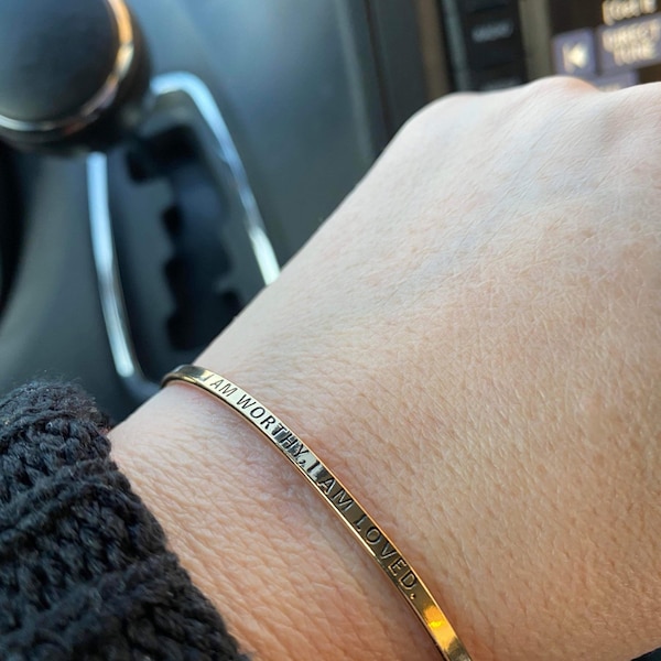 Inspirational Bracelet, Message Engraved Bracelet, Personalized Bangle ...