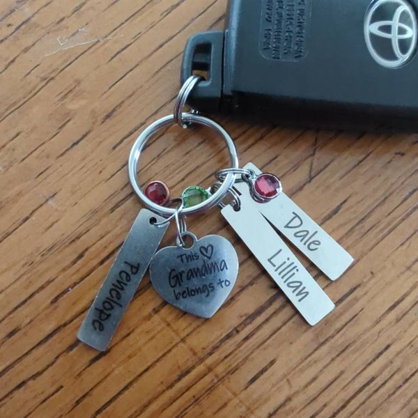 Personalized Grandma Keychain / 1 2 3 4 5 6 Names / Grandma Jewelry ...