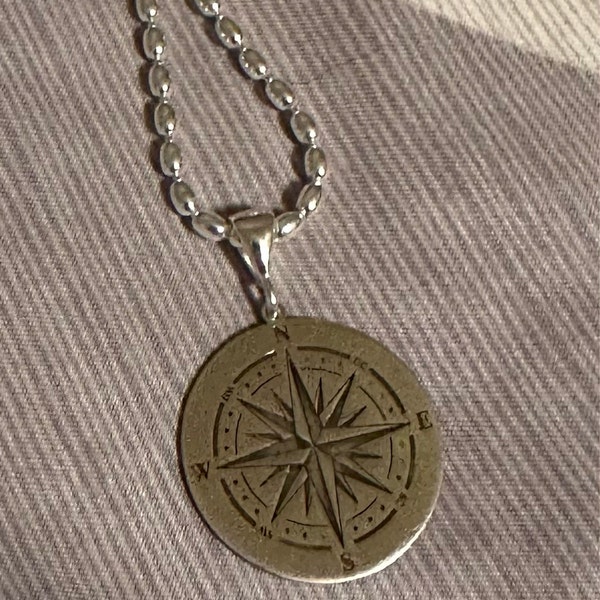 Silver Compass Necklace Dainty Coordinate Necklace for Adventurer ...