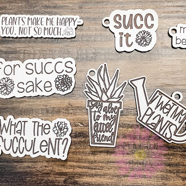 Funny Plant Lovers Keychain SVG File Set of 10 for Glowforge or Laser ...