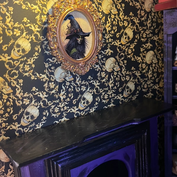 Miniature Creepy Witch Dollhouse Picture Framed Mini Oval Haunted ...