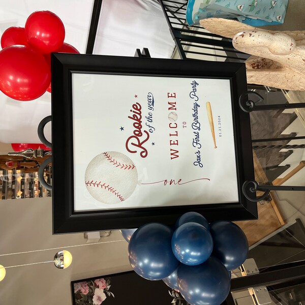 Editable Baseball Birthday Welcome Sign, Baseball Party Poster, Rookie ...