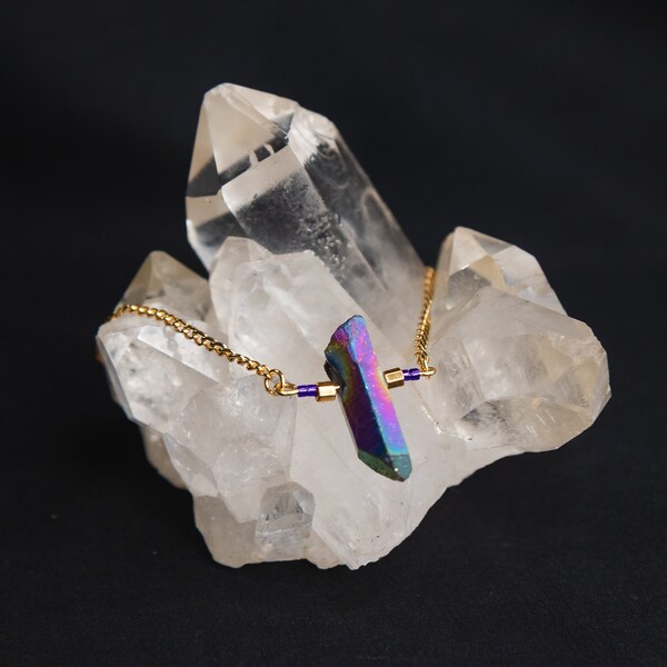 Rainbow Titanium Quartz Cluster Point, Titanium Quartz Points Strand ...