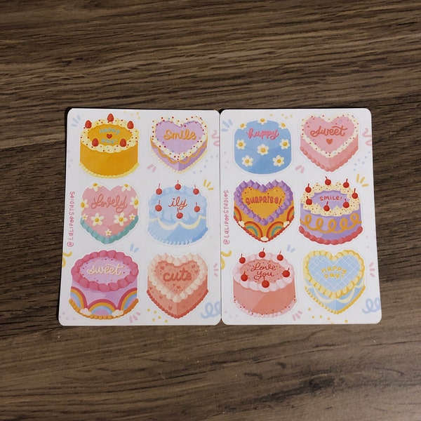 Colorful Cakes Sticker Sheet | Cute Aesthetic Stickers, Bullet Journal ...