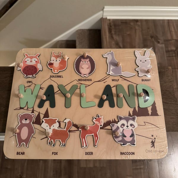 Woodland Theme, Name Puzzle Board, Birthday Gift for Baby Girl and Boy ...