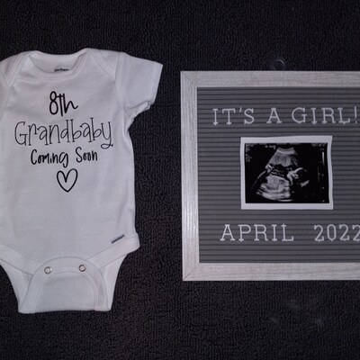 Baby Announcement Onesie®, Second Grandchild Pregnancy Announcement ...