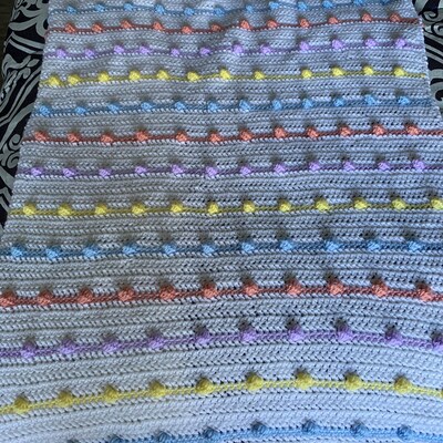 Crochet Bobble Lines Baby Blanket Pattern - Etsy