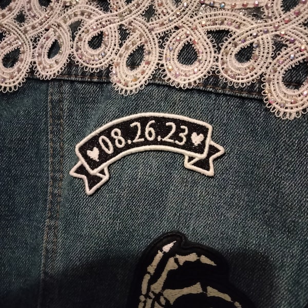 Personalised Date Banner Patch - Anniversary Gift, Birthday, Wedding ...