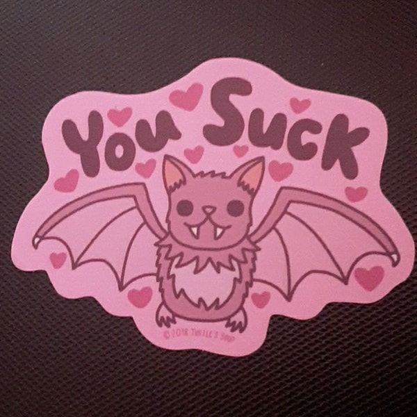 Vampire Bat Sticker, Bat Decal, Halloween Sticker, You Suck, Vampire ...