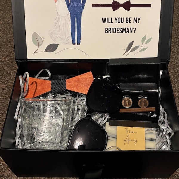 Groomsmen Proposal Gift Box With Card Option, Personalized Rock Glass ...