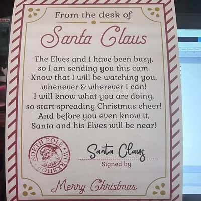 Santa Nightlight Letter, Santa Cam Letter, Santa Nightlight, Santa ...