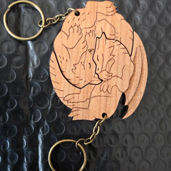 Feathered Raptor Dinosaur Couple Keychains Friendship or Relationship ...