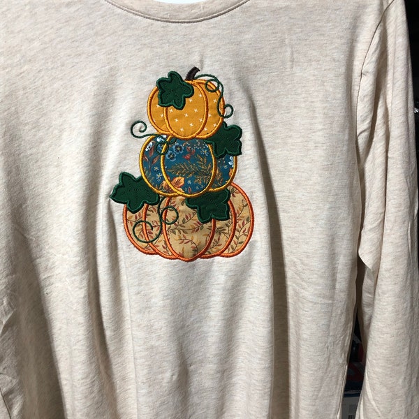 Pumpkin Stack Applique Machine Embroidery Design Trio 3 With Vines ...