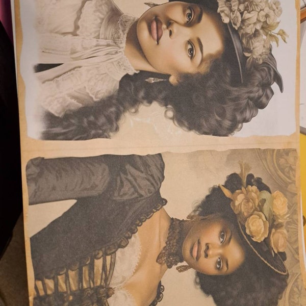 Stunning Victorian Black Woman Ephemera Collage Junk Journal Collage ...