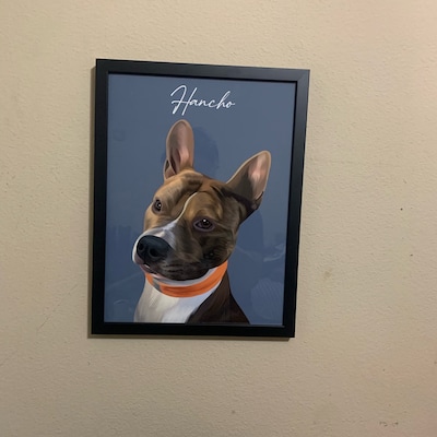 Custom Pet Portrait Framed Dog Portrait Digital Dog Art Pet Commission ...