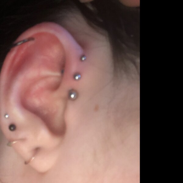 Helix Triple Forward 16g X 1/4 6mm X 2mm 3mm 4mm Tight Fit Labret Studs ...