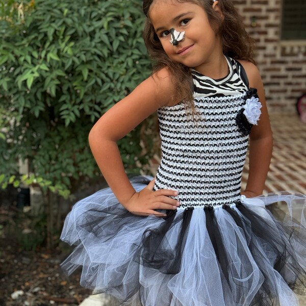 Zebra Dress - Zebra Tutu - Girls Halloween Costume - Black and White ...