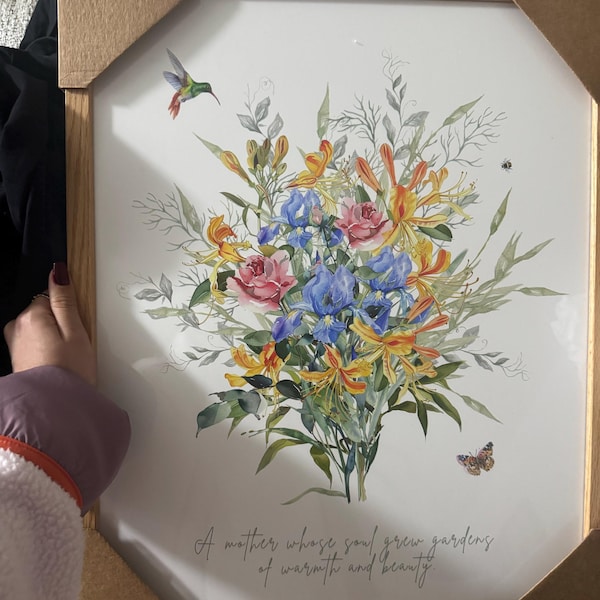 Personalized Birth Month Flower Bouquet, Watercolor Family Art Print - Etsy