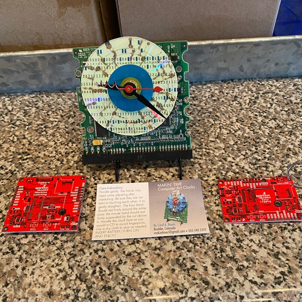 Vintage Punched Computer Punch Card on Mini CD on Circuit Board Clock ...