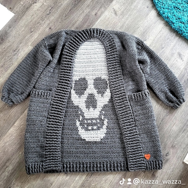 Crochet Skull Cardigan Pattern Crochet Sweater Pattern - Etsy