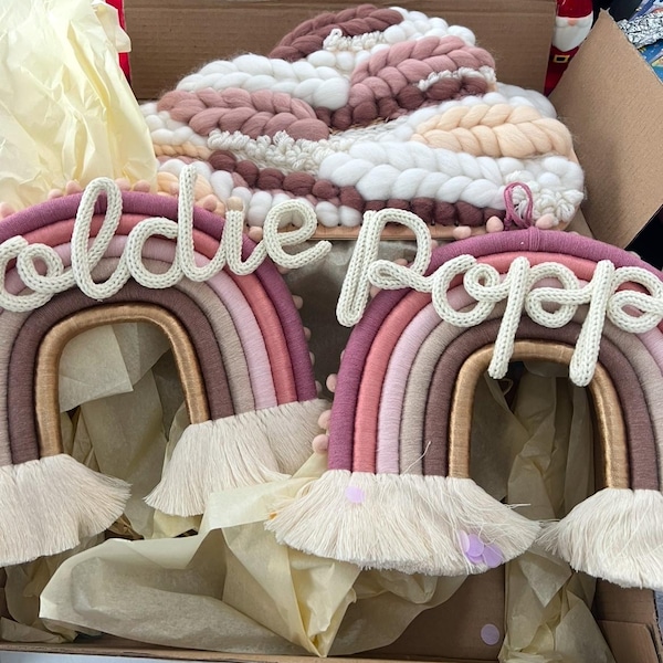 Hot Air Balloon & Clouds Woven Wall Hanging, Cloud Decor for Nursery ...