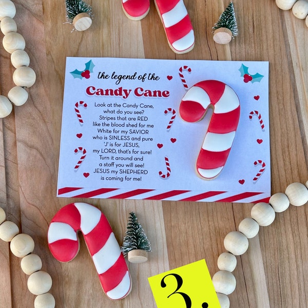 Legend of the Candy Cane Cookie Card, Printable Candy Cane Poem Cookie ...
