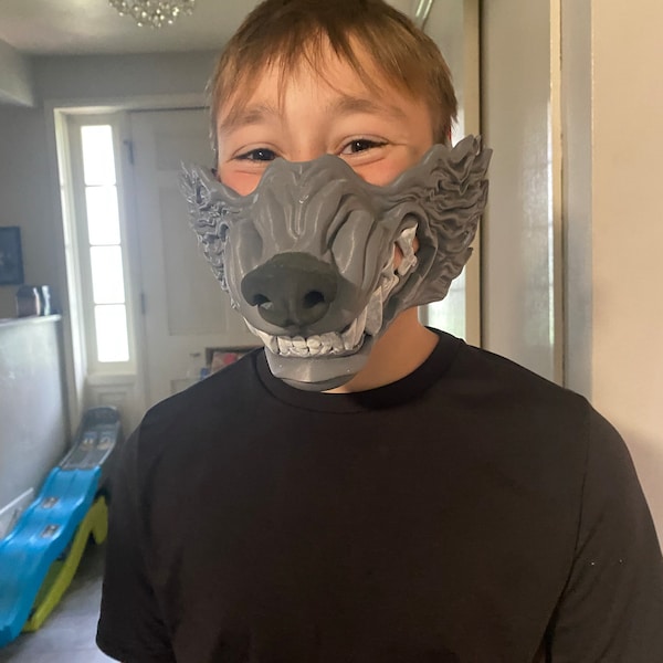 Snarling Wolf Mask - 3D Printed Demon Oni Half Mask - Etsy