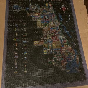 Neon Neighborhood Map of Chicago 1000 Piece Puzzle Great Gift for ...