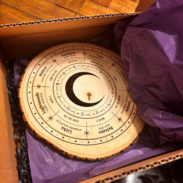 Wheel of the Year Engraved Cheese Board With Utensils - Etsy